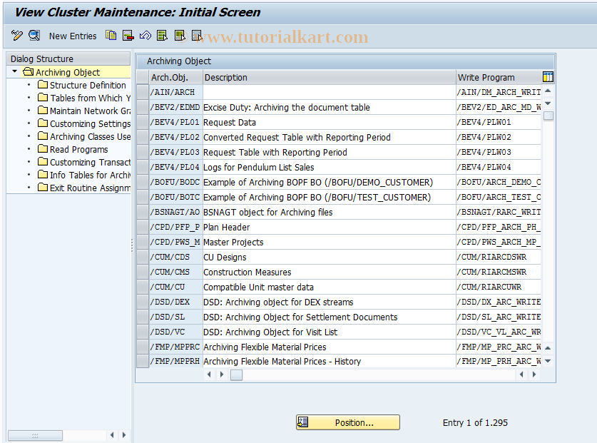 Aobj Sap Tcode Archiving Object Definition