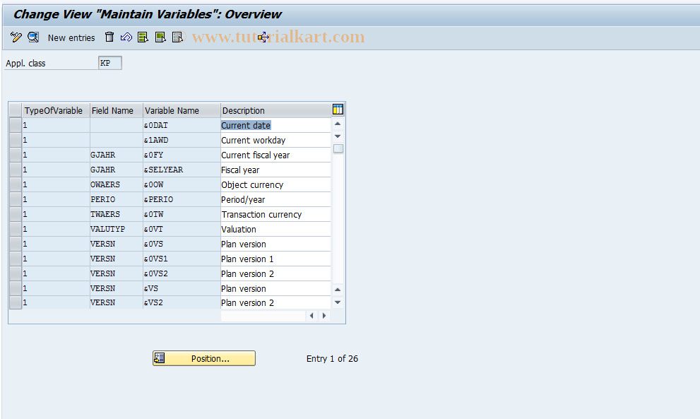 CJEV SAP Tcode Maintain Global Variable Transaction Code