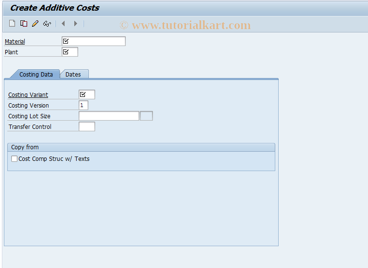 Ck74n Sap Tcode Create Additive Costs