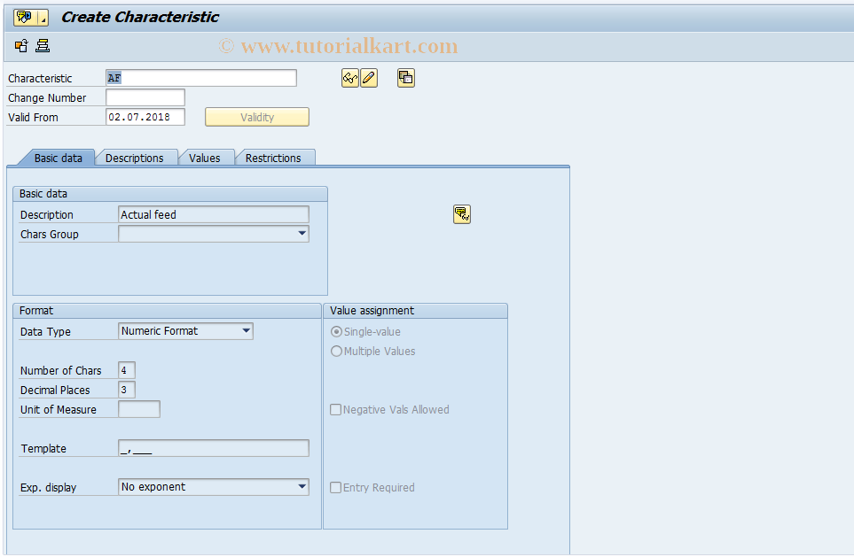 ECP CT05 SAP Tcode Create Characteristics Transaction Code