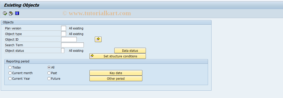 EHSEXIST0 SAP Tcode : Existing objects Transaction Code