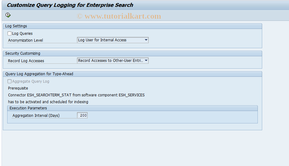 ESH_QL_CUST SAP Tcode: Customize Query Logging ESH_QL_CUST SAP Tcode: Customize Query Logging