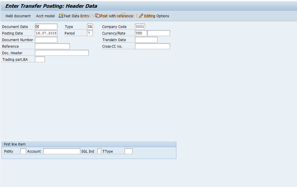 F 21 SAP Tcode Enter Transfer Posting Transaction Code