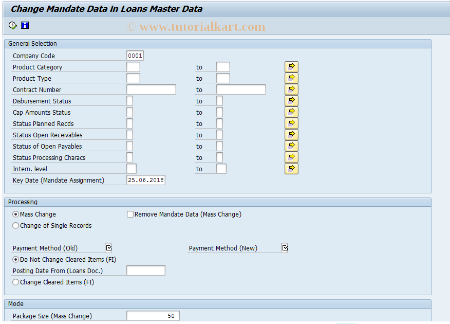 FN_CHANGE_SEPA_DATA SAP Tcode : Check and Adjust SEPA Data in Loans Transaction Code