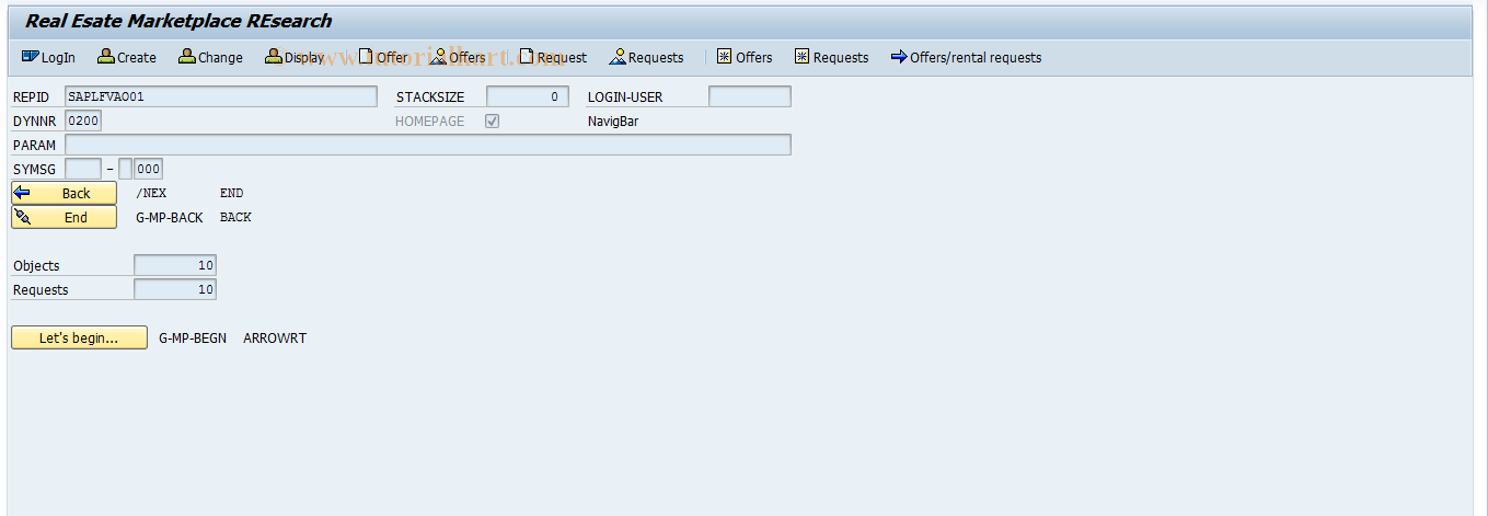 FOART0 SAP Tcode : RE: REsearch RE Market Place Transaction Code
