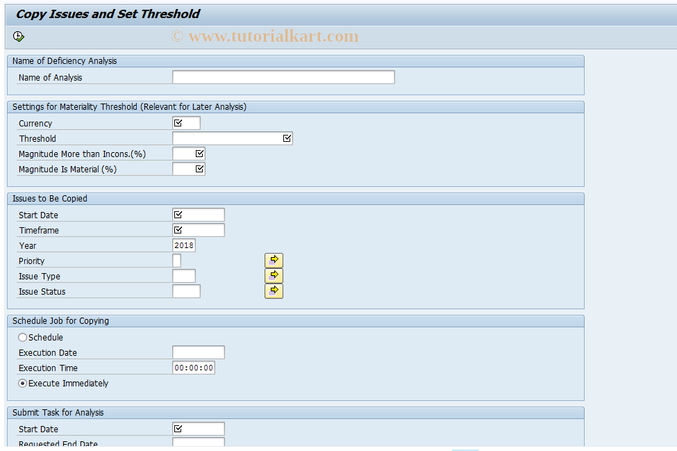 FOPC_DEFIC_ANA_COPY SAP Tcode: Copy Issues for Deficiency Analysis FOPC_DEFIC_ANA_COPY SAP Tcode: Copy Issues for Deficiency Analysis