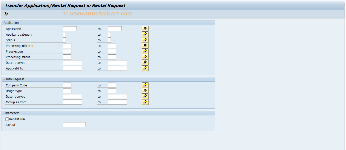 FO_SAD9 SAP Tcode: Transfer Rental Request