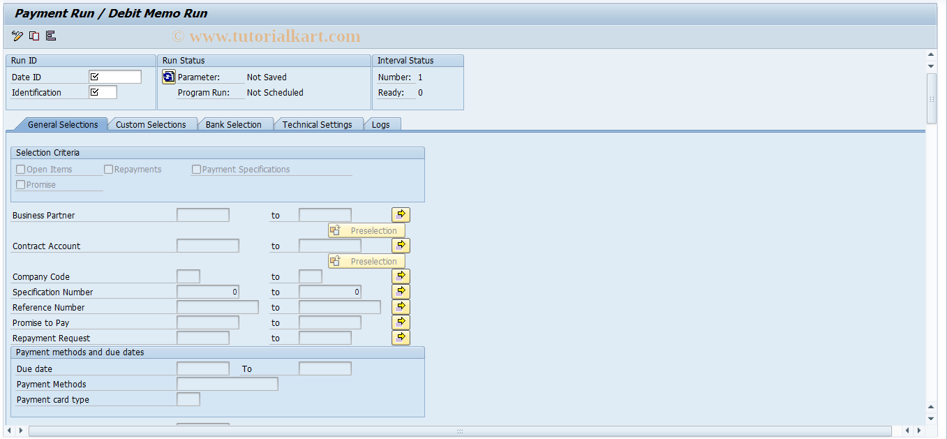 FPY1 SAP Tcode Payment Run Debit Memo Run Transaction Code
