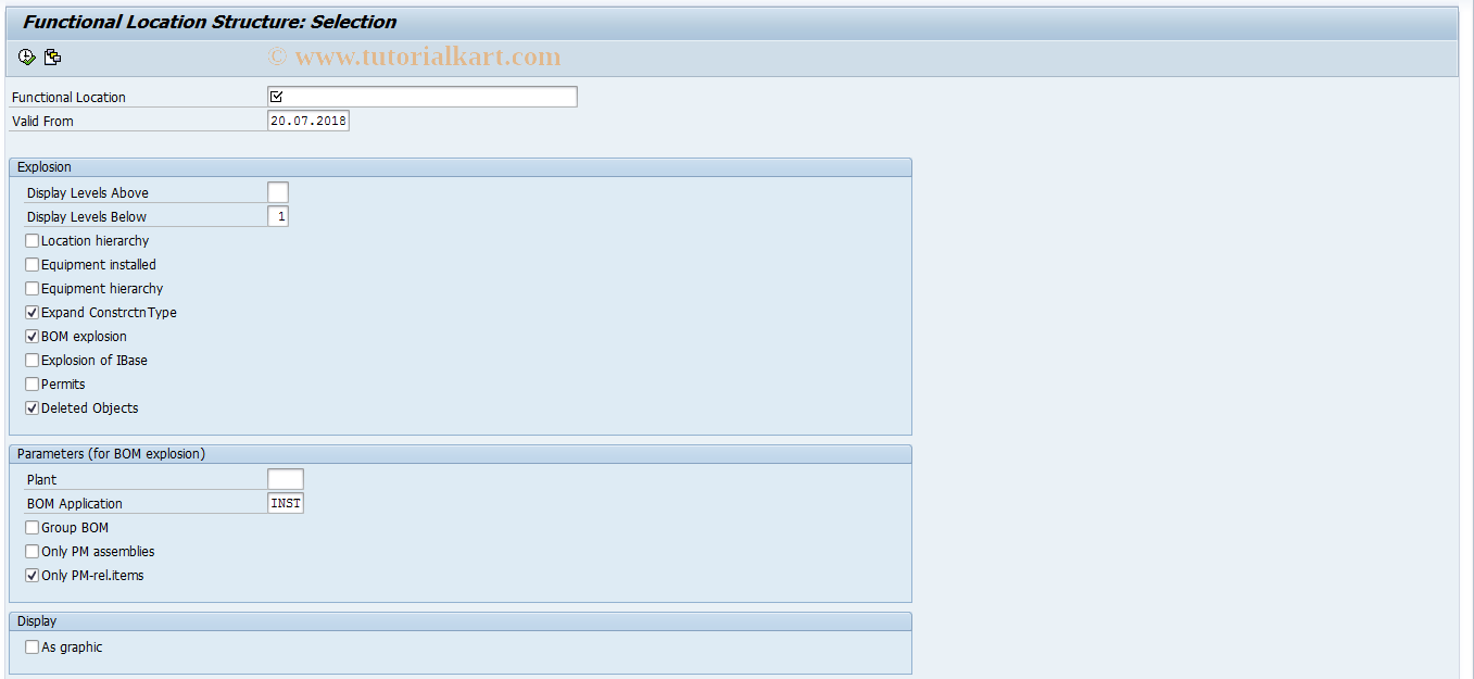 IH12 SAP Tcode FunctLocation Structure Transaction Code