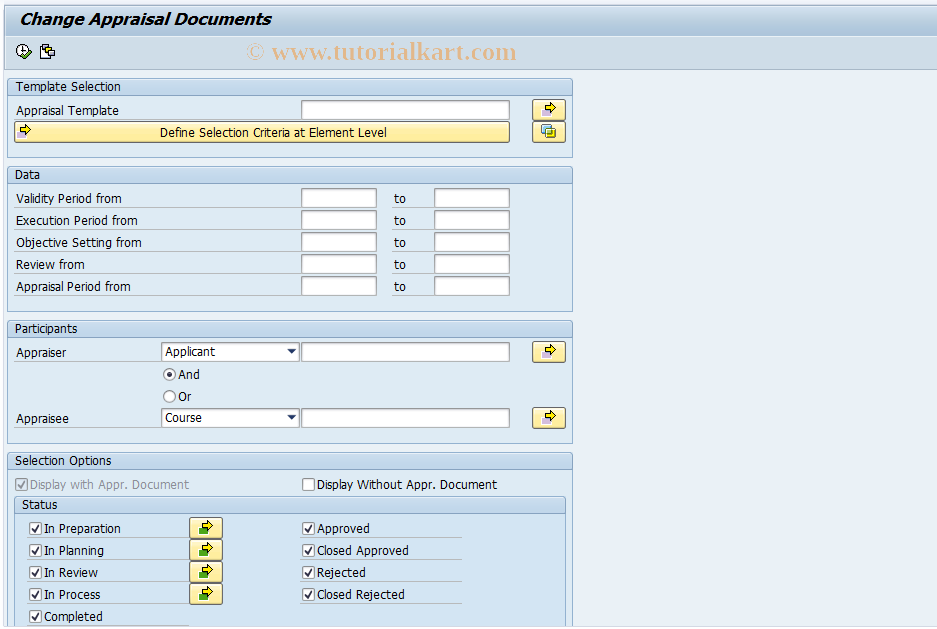 LSO_EVAL_CHANGE SAP Tcode: Edit Appraisal Document LSO_EVAL_CHANGE SAP Tcode: Edit Appraisal Document