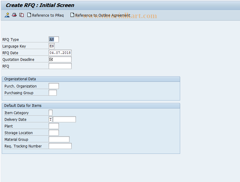 ME41 SAP Tcode: Create Request For Quotation ME41 SAP Tcode: Create Request For Quotation