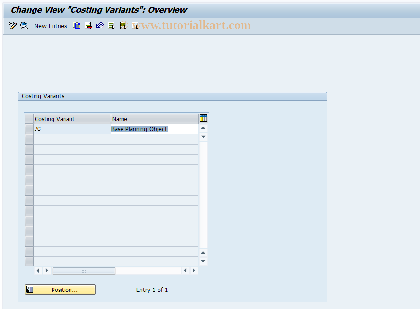 OKKO SAP Tcode: Costing Variants Base Planning Obj