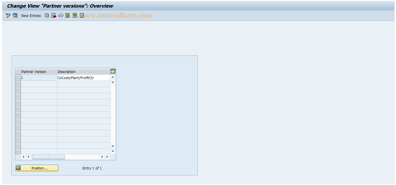 OKYB SAP Tcode : Partner Versions Transaction Code