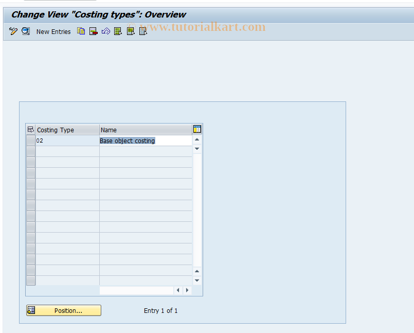 OKYP SAP Tcode: Costing Types Base Planning Object