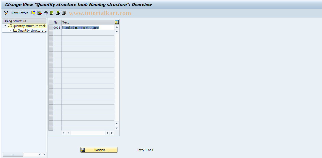 OMXD SAP Tcode Maintain Naming Structure Transaction Code