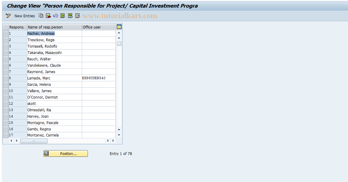 OPS6 SAP Tcode Maintain Project Manager Transaction Code