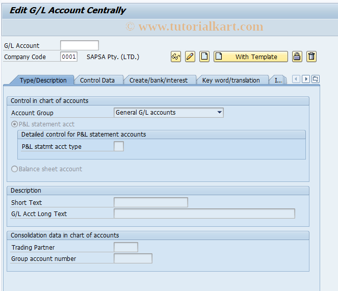 OT42 SAP Tcode C FI Change G L Account Transaction Code