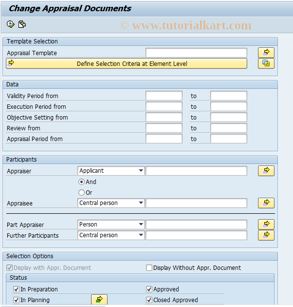 PHAP_CHANGE SAP Tcode : Change Appraisal Document Transaction Code