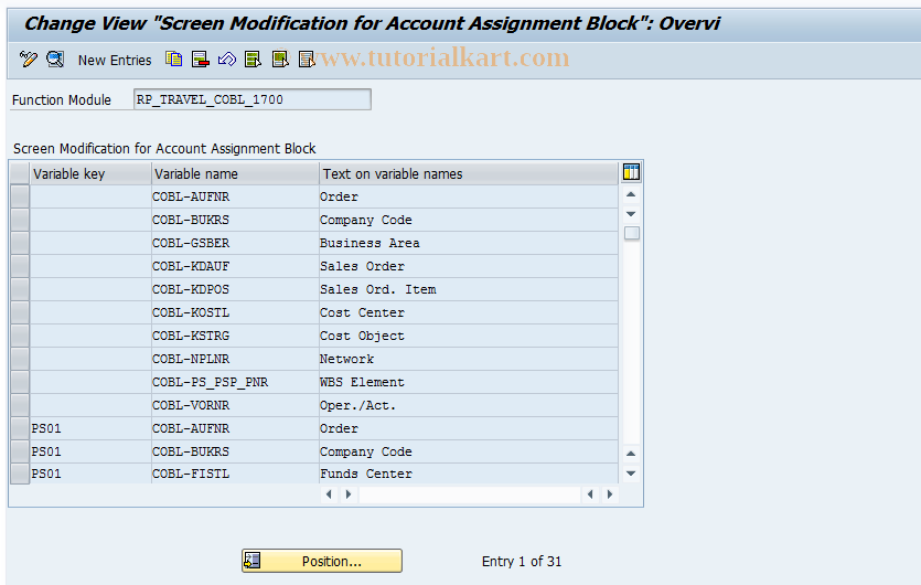 Prc7 Sap Tcode Customizing Coding Block 1700 Transaction Code 
