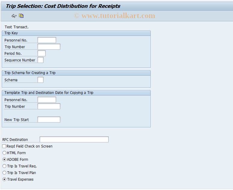 PR WEB 1710 SAP Tcode Cost Distribution For Receipts Transaction Code