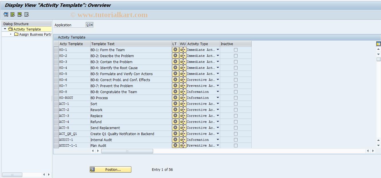 QAM_ACTBP SAP Tcode : Assign Partner/Position to Acty Template ...