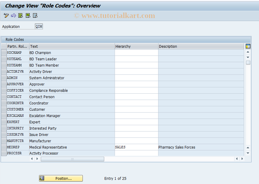 QAM_PRBP SAP Tcode : Assign BP Hierarchy to Partner Role Transaction Code