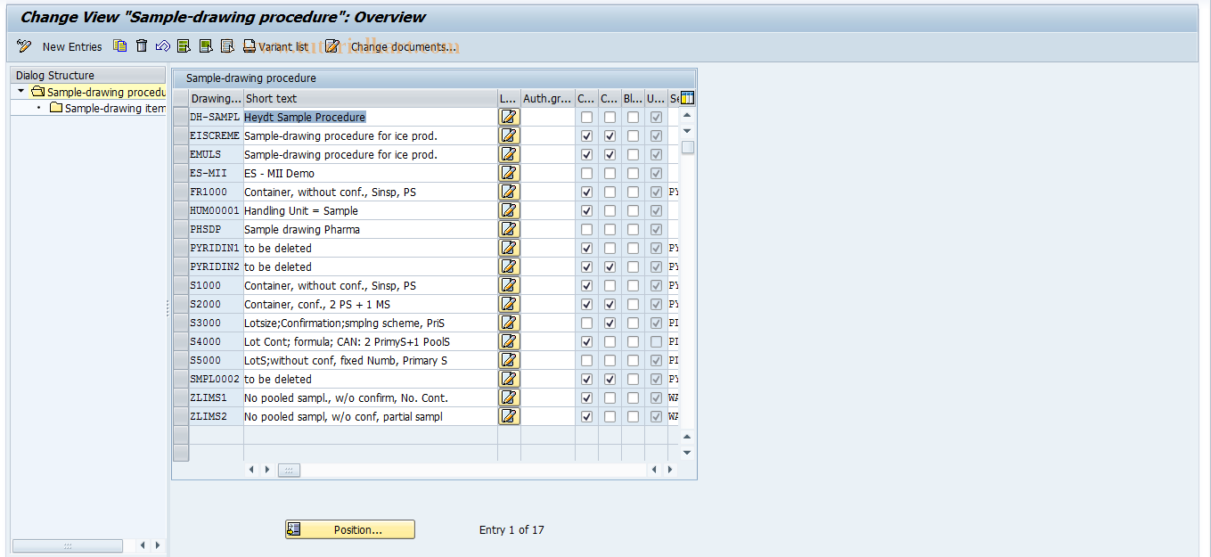 QPV2 SAP Tcode Maintain Sample Drawing Procedure Transaction Code