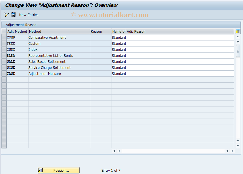 REAJREASON SAP Tcode Adjustment Reasons Transaction Code