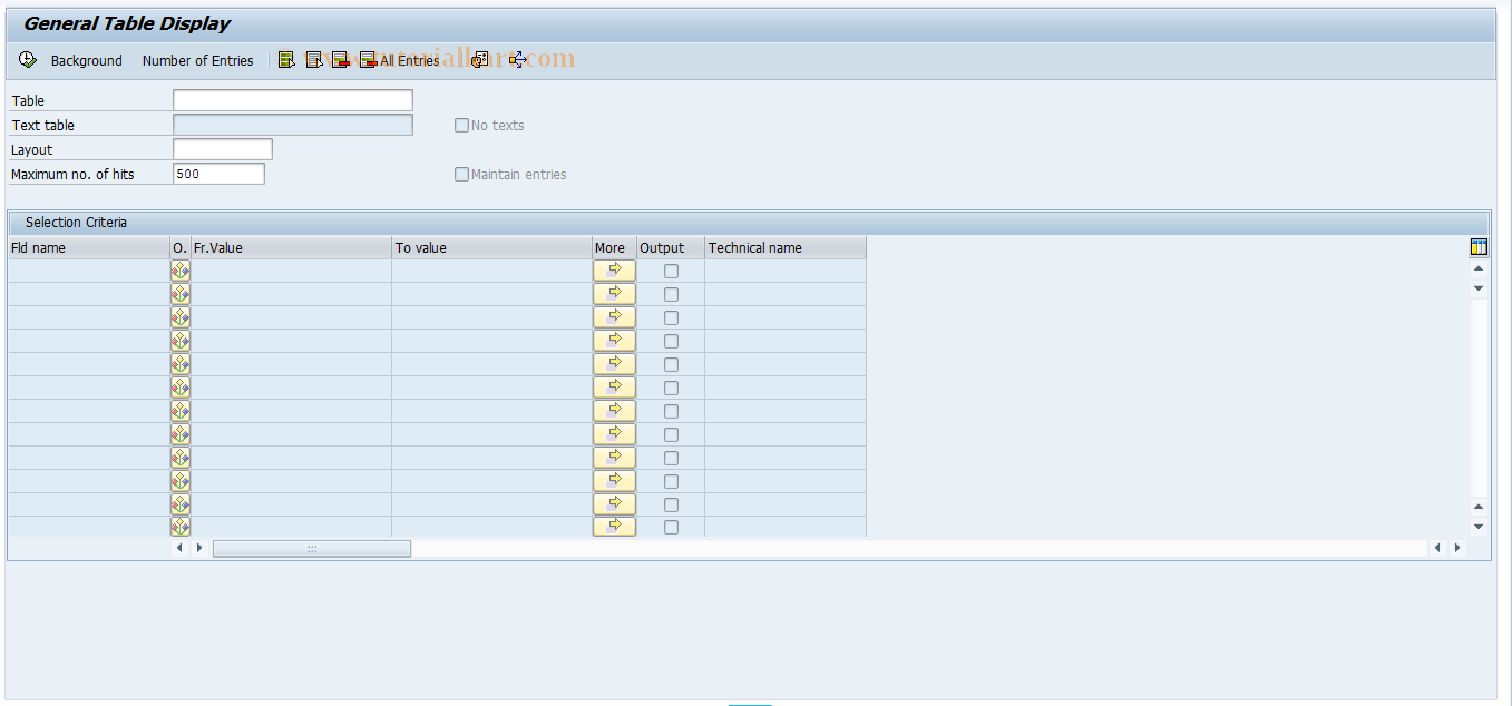 SE16N SAP Tcode General Table Display Transaction Code