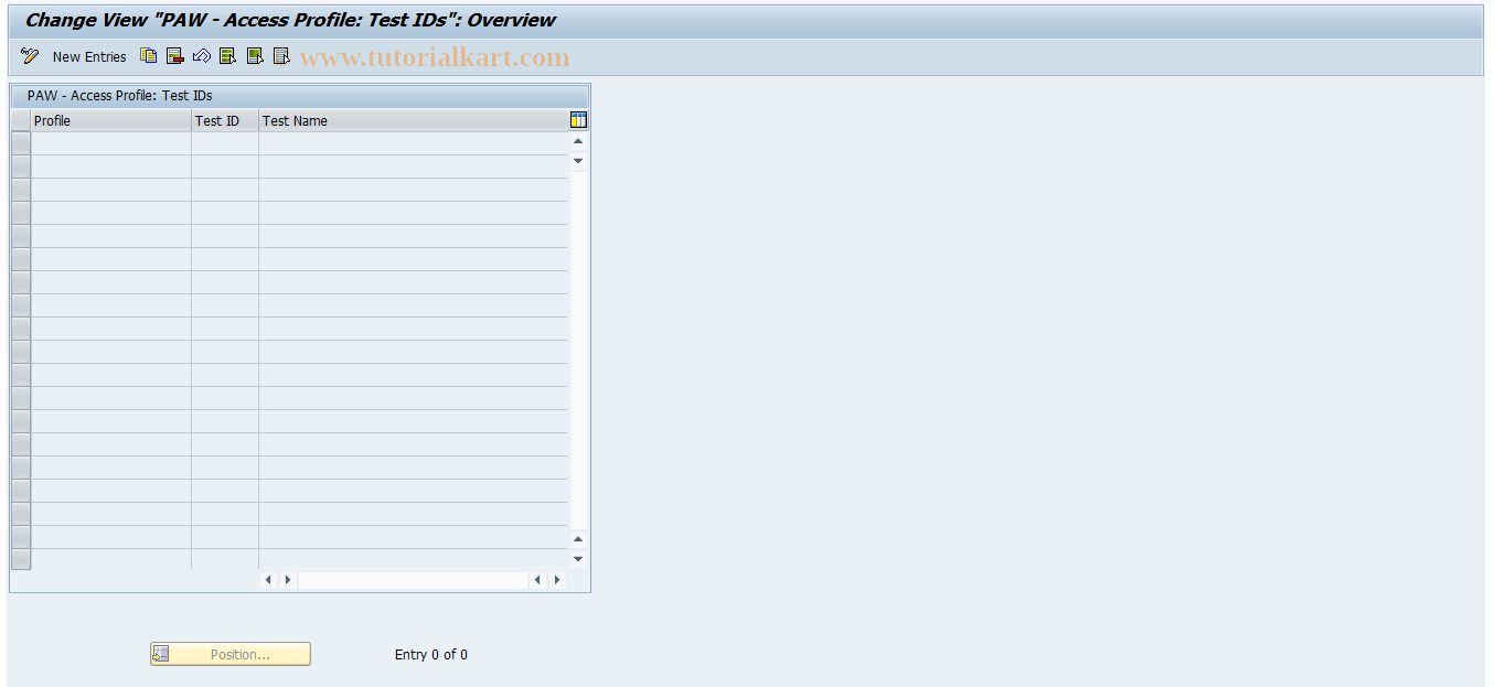 SL94 SAP Tcode PAW Maintain Test IO Profile Transaction Code