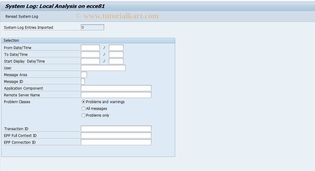 SM21 E2E SAP Tcode Syslog Analysis Using E2E Transaction Code