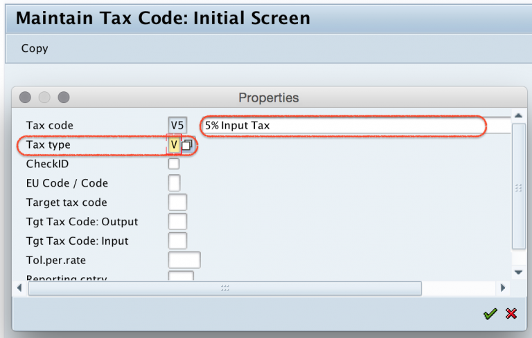 Define Tax codes for Sales and Purchases in SAP
