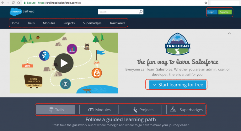 Salesforce Trailhead - Trails, Modules, Projects, Superbadges