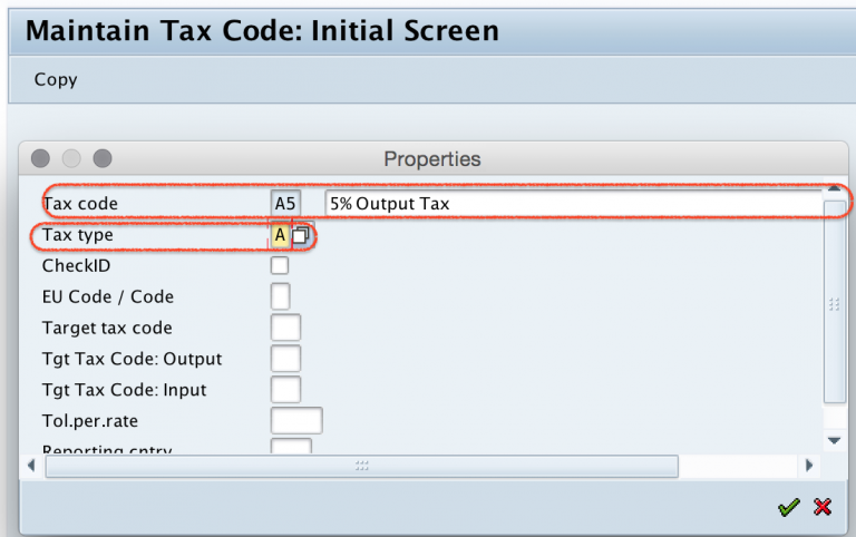 Define Tax codes for Sales and Purchases in SAP