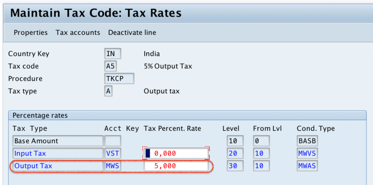 Define Tax codes for Sales and Purchases in SAP