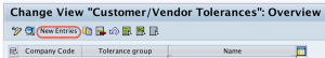 Define Tolerance Group for Customers / Vendors in SAP