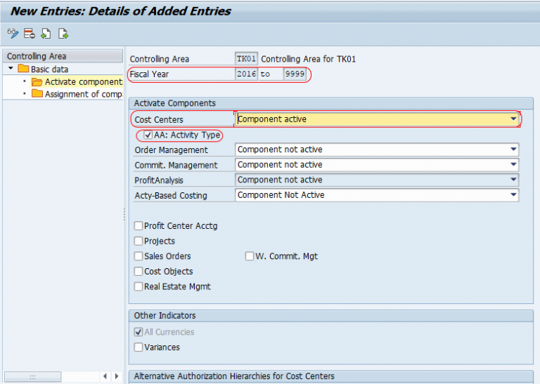 Activate Cost Center Accounting in Controlling Area