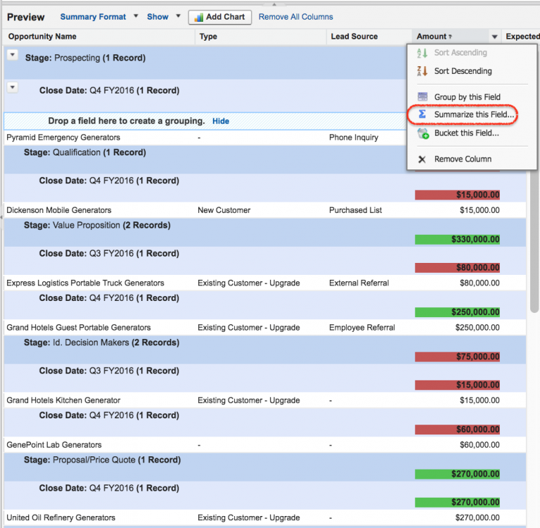 Summarize Your Salesforce Report Data Summary Reports