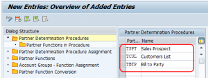 Setup Partner Determination Procedure in SAP SD