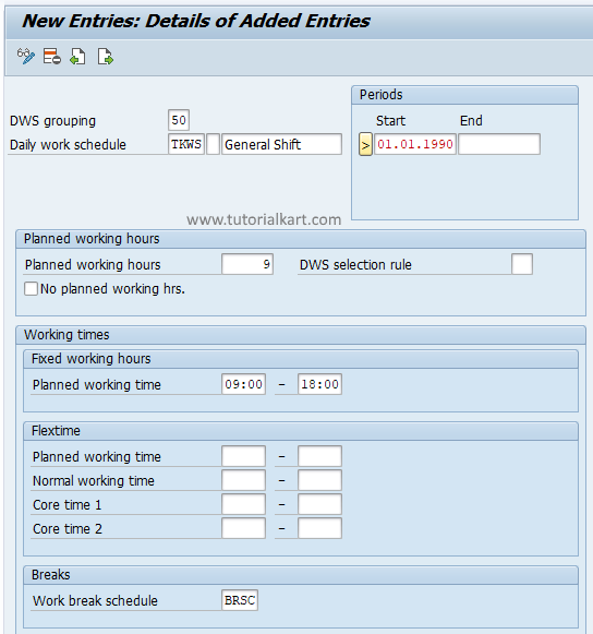 Sap Hr Daily Work Schedules Break Schedules