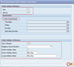 SAP HR - Define Public Holiday Classes