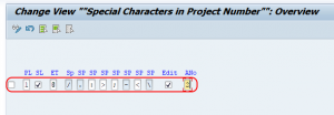 SAP PS - Define Special Characters for Projects