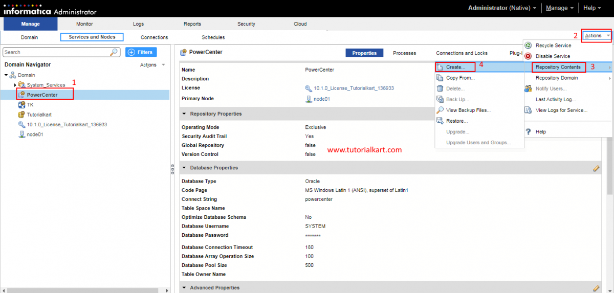 Creating Informatica Powercenter Repository Service Informatica Tutorial