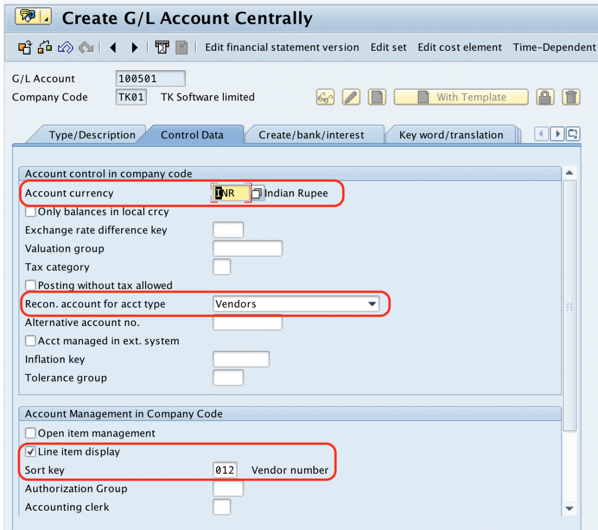 Create Sundry Creditor Account in SAP (Vendor Reconciliation Account)