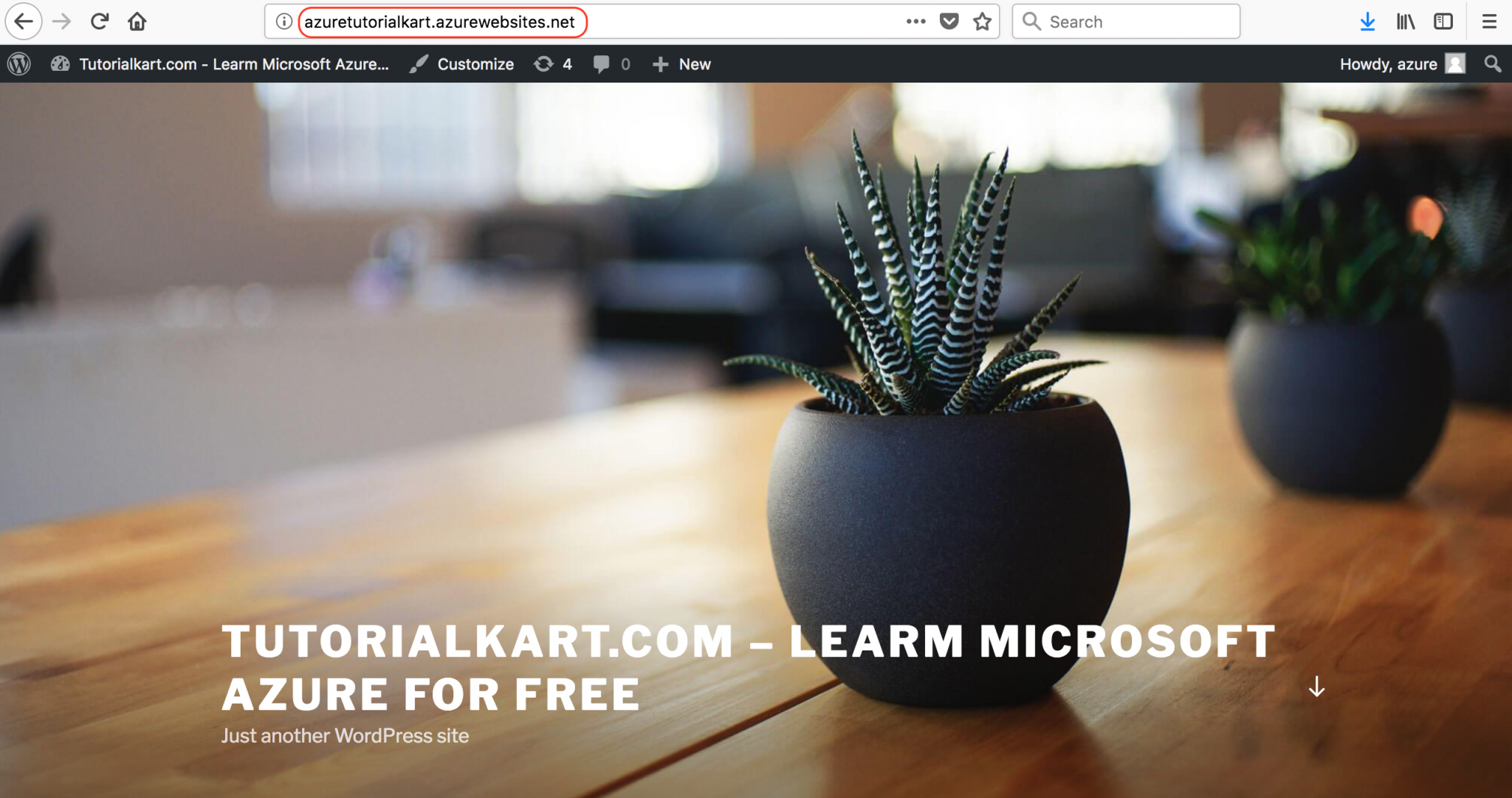 Create Wordpress Website using Azure marketplace template