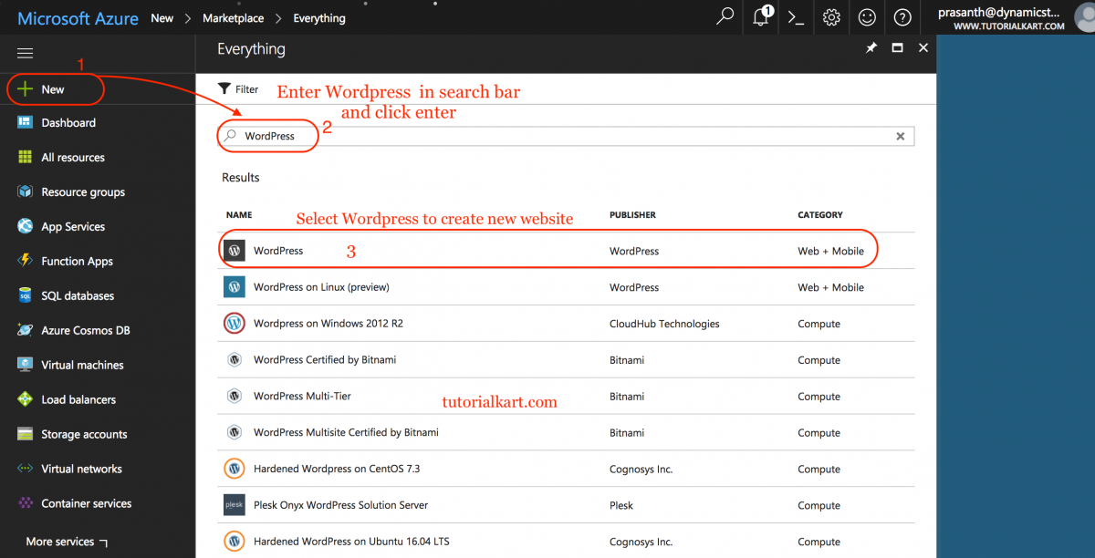 Create Wordpress Website Using Azure Marketplace Template