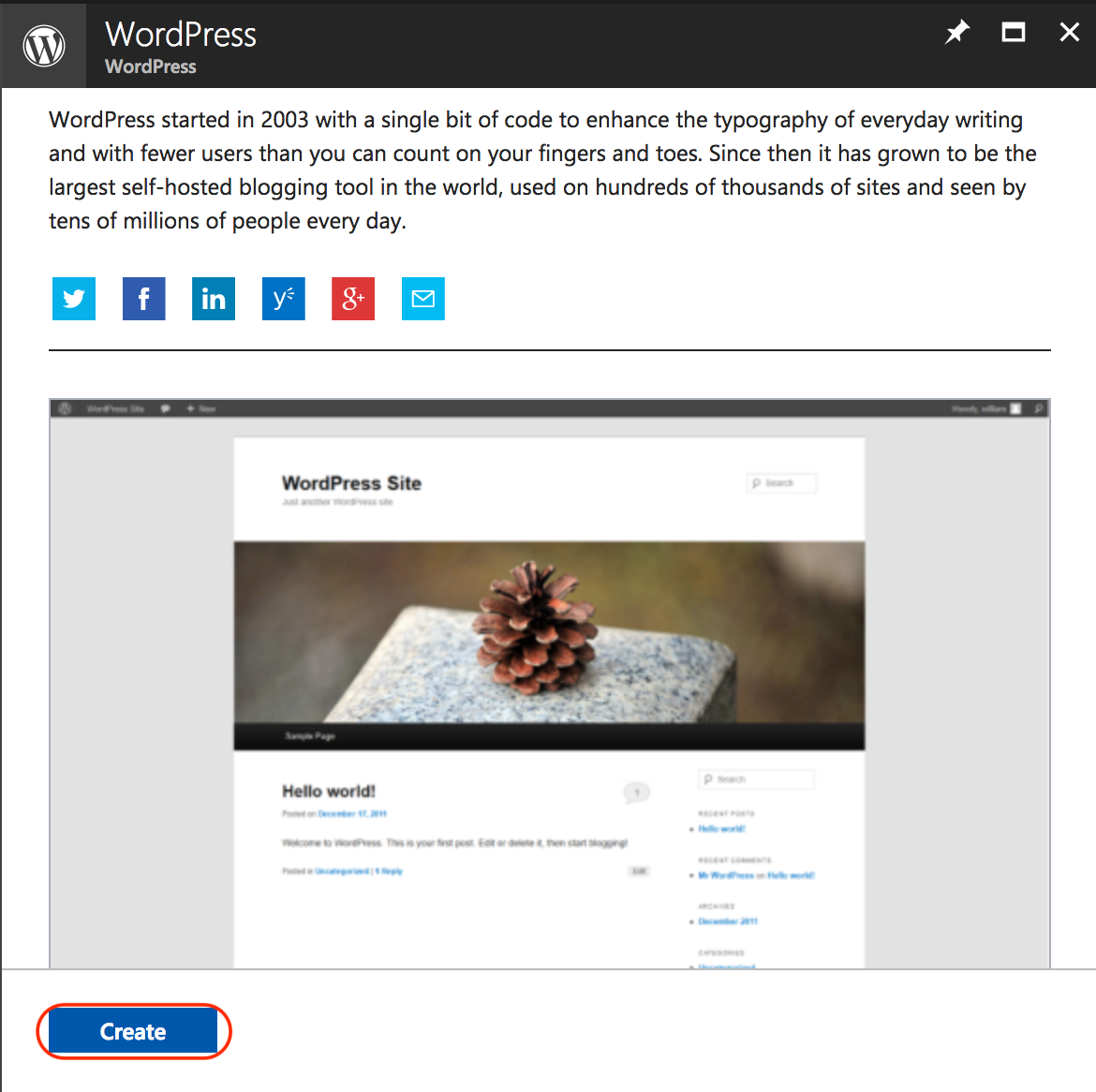 Create Wordpress Website using Azure marketplace template