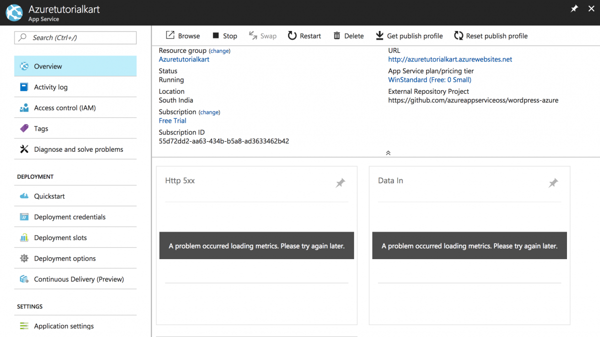 Create Wordpress Website using Azure marketplace template