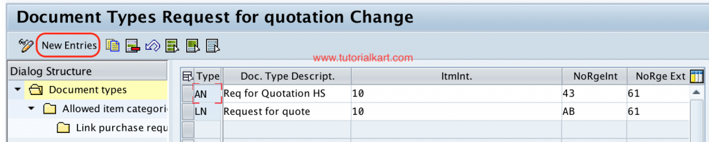 SAP MM - Define Document Types for RFQ/ Quotation