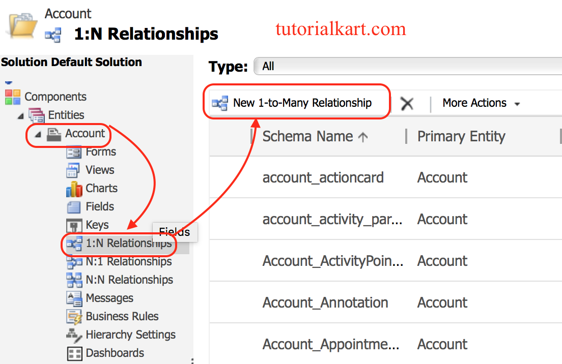 Relationships in Microsoft Dynamics CRM : 1:N, N:1, N:N